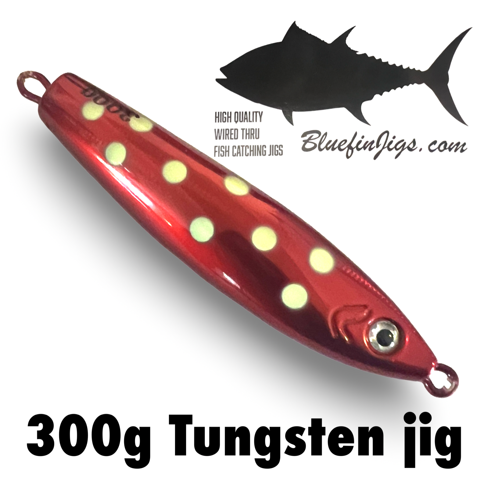 300 gram TUNGSTEN Jig Super Glow dots Bluefin fast fall bomb Jig lure ...